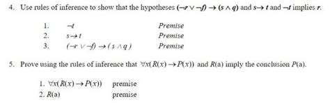 Solved Use Rules Of Inference To Show That The Hypotheses Chegg