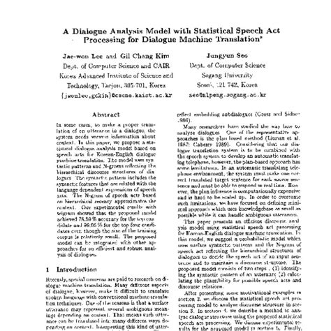 A Dialogue Analysis Model With Statistical Speech Act Processing For