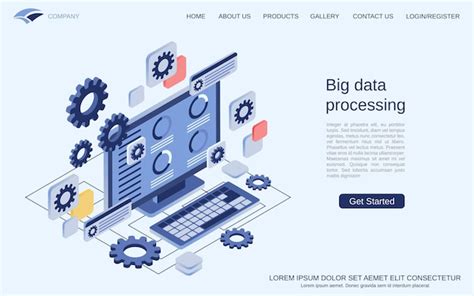Premium Vector Big Data Processing Modern 3d Isometric Vector Concept