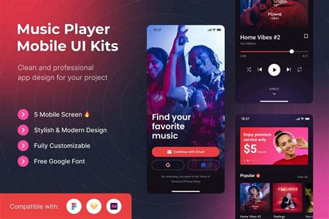 Premium And Modern Music App UI Kits PS XD Figma Sketch