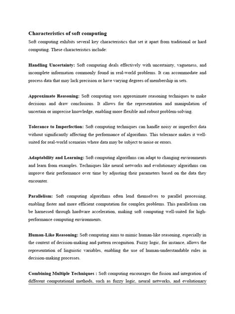 Characteristics Of Soft Computing Pdf Fuzzy Logic Computing