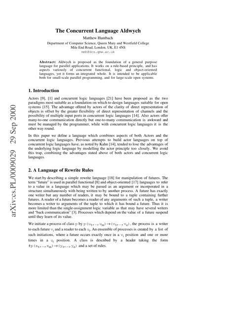 Pdf The Concurrent Language Aldwych