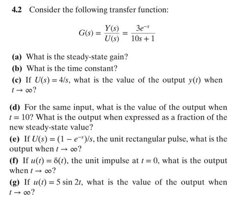 Solved Consider The Following Transfer Function Chegg