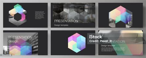 프리젠 테이션의 벡터 레이아웃은 디자인 비즈니스 템플릿 다채로운 육각형 기하학적 모양 프리젠 테이션 브로셔 브로셔 커버 보고서 기술 배경을 갖춘 다목적 템플릿을 슬라이드