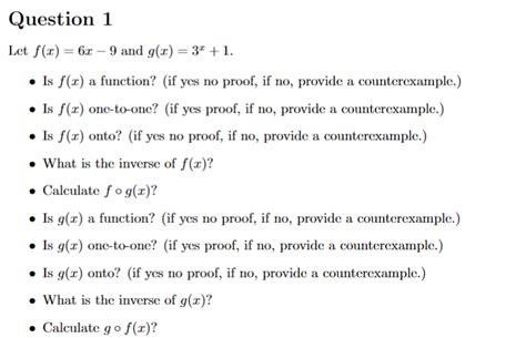Solved Let F X 6x−9 And G X 3x 1 Is F X A Function