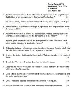 FST Foundation Course In Science And Technology In English SOLVED ASSIGNMENT IGNOU