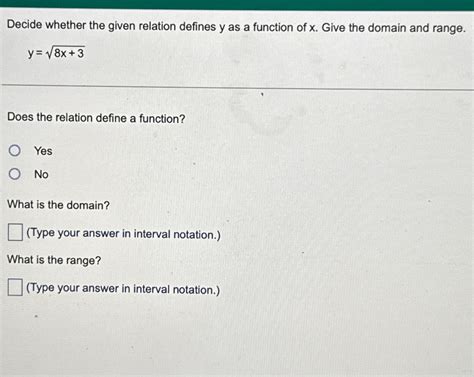 solved decide whether the given relation defines y ﻿as a