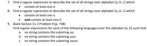 Solved 7. Find a regular expression to describe the set of | Chegg.com