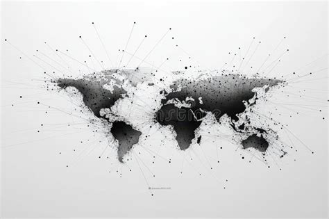 Global Network Connections World Map Abstract Art Black White Stock Illustration Illustration