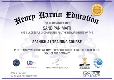 Sandipan Maiti Has Successfully Completed The Certification In Spanish
