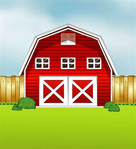 Free Vector Red Barn Cartoon Style On Green And Sky Background