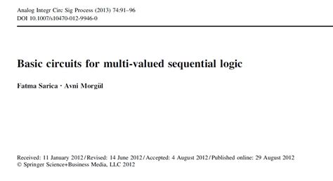 Basic Circuits For Multi Valued Sequential Logic بانک جامع پروژه ها و