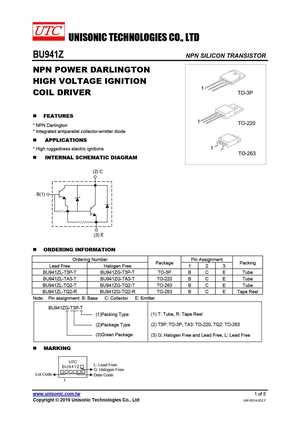 BU941ZP Datasheet, Equivalent, Cross Reference Search. Transistor Catalog
