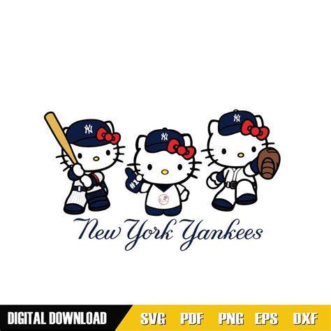 Hello Kitty New York Yankees Baseball Svg Png Dxf Eps Inspire Uplift