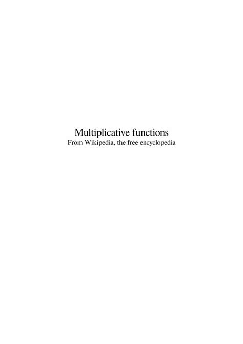 PDF Multiplicative Functions DOKUMEN TIPS