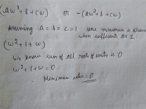 If A B Care Distinct Odd Integers And Is Non Real Cube Root Of Unity Then Minimum Value Of