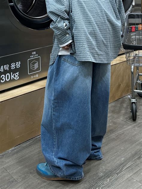 🚀당일발송unisex 와이드 워싱 벌룬 데님 팬츠 에이블리