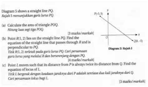 Solved Diagram 5 Shows A Straight Line Pq Rajah 5 Menunjukkan Garis Lurus Pq A Calculate