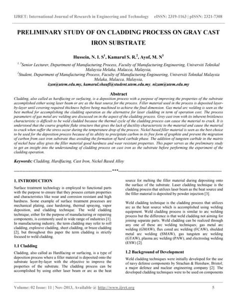 Preliminary Study Of On Cladding Process On Gray Cast Iron Substrate Pdf Preliminary Study Of On Cladding Process On Gray Cast Iron Substrate Pdf
