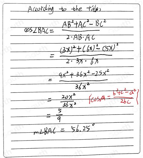 Solved A Triangle Abc Has Side Lengths Ab 3xcm Bc 5xcm And Ac 6xcm A Calculate The Size Of