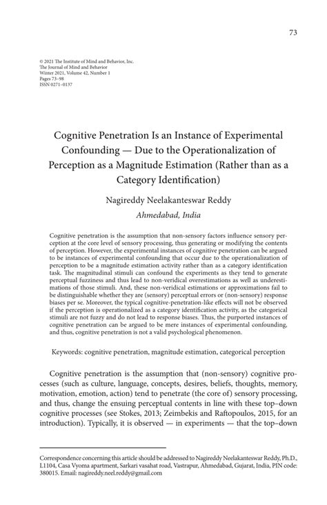 Pdf Cognitive Penetration Is An Instance Of Experimental Confounding