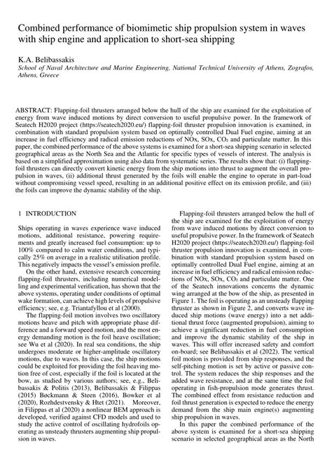 Pdf Augmenting Ship Propulsion In Waves By Flapping Foil Thrusters