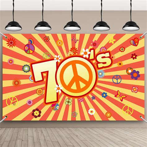 70s Party Backdrop Back To 70s Backdrop Hippie Groovy Party Decorations