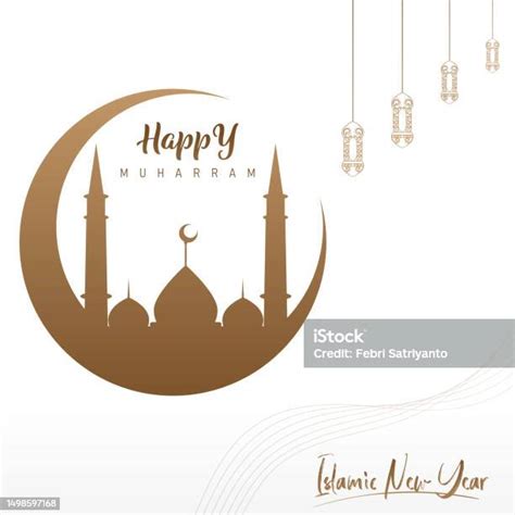 이슬람 신년 축하 또는 1 Muharram을 위한 소셜 미디어 피드의 독특한 디자인 기도하기에 대한 스톡 벡터 아트 및 기타