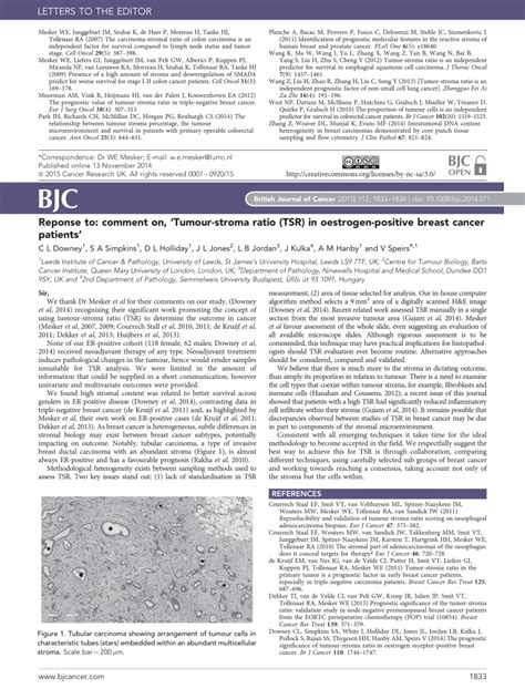 Pdf Reponse To Comment On Tumour Stroma Ratio Tsr In Oestrogen
