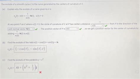 solved the evolute of a smooth curve c is the curve