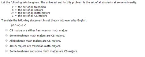 solved let the following sets be given the universal set