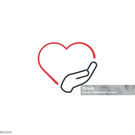 사랑과 관리 아이콘 벡터 로고 템플릿 일러스트 디자인 하트에 손을 넣어 맹세 또는 서약 아이콘 흰색 배경에 격리된 스톡 벡터