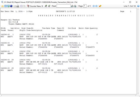 Presales Transaction List Elliott Support Center User Feedback