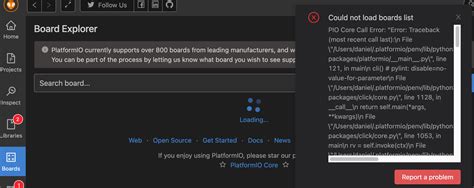Could Not Load Boards List Issue Platformio Platformio Home Github