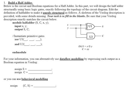 Solved Build A Half Adder Below Is The Circuit And Chegg