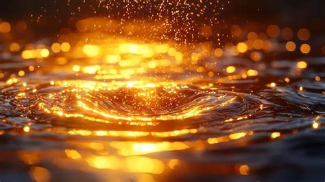 Golden Abstract Water Droplet Effect Background Premium Ai Generated Image