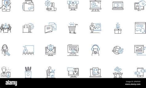 Project Coordination Line Icons Collection Collaboration Planning