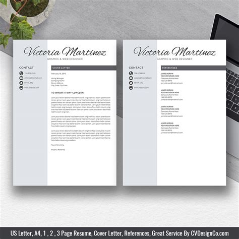 Best Selling MS Office Word Resume CV Bundle The Victoria Resume Templates CV Templates