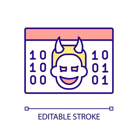 Digital Crime Rgb Color Icon Computer Attack Fraudelent Activity Cybercrime Online Security