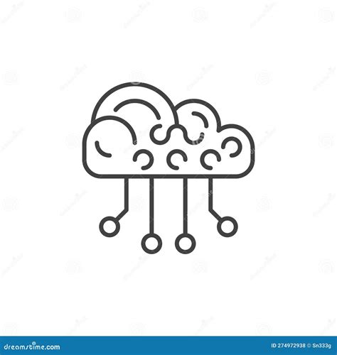 Neural Network Cloud Vector Concept Minimal Linear Icon Stock Illustration Illustration Of