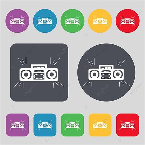 Flat Vector Design Of A Radio Cassette Player Icon With 12 Colored Buttons Vector Technology