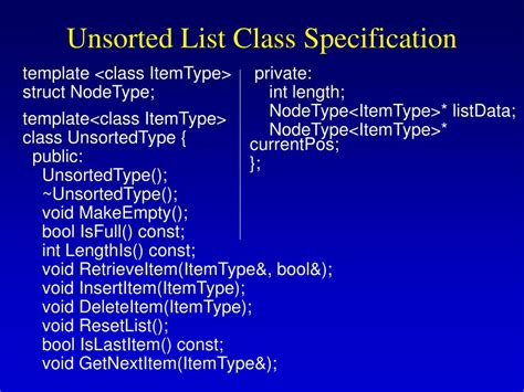 ppt implementing an unsorted list as a linked structure powerpoint