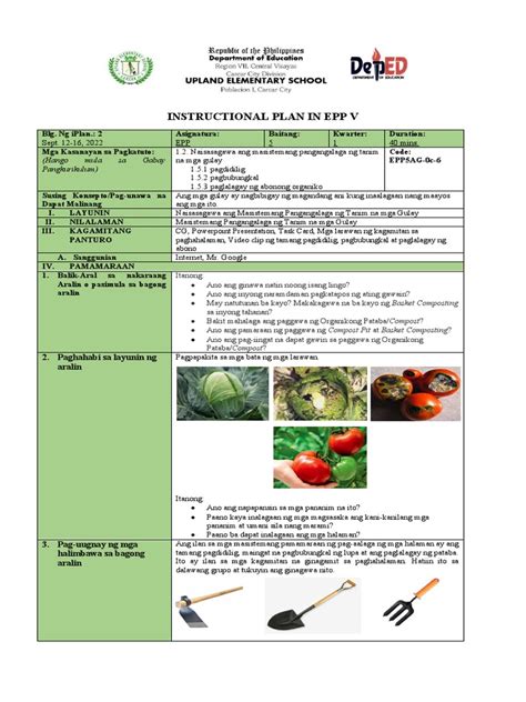 Instructional Plan In Epp V W3 Pdf