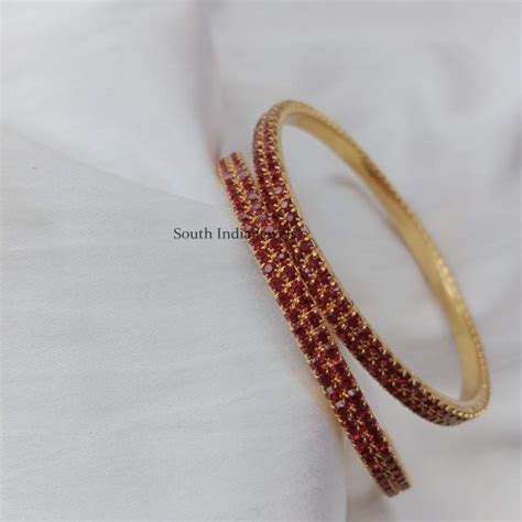 Stunning Ruby Stone Bangles South India Jewels
