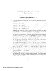 Homework Solutions Pdf CS Algorithms Design And Analysis Fall Term Solutions For