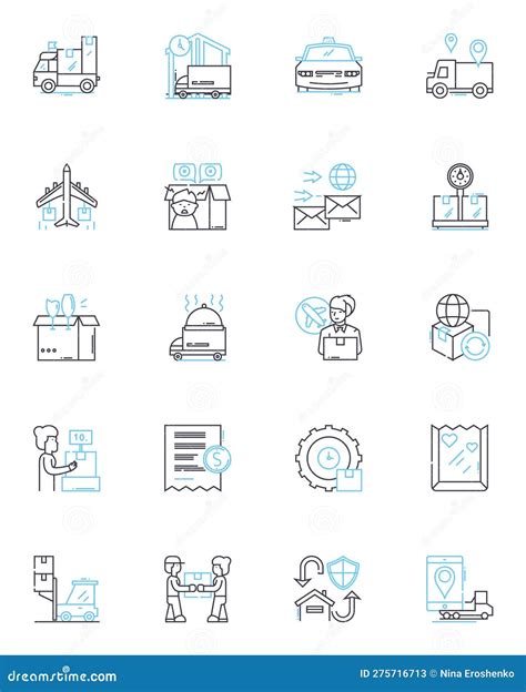 Warehouse Operations Linear Icons Set Inventory Loading Unloading