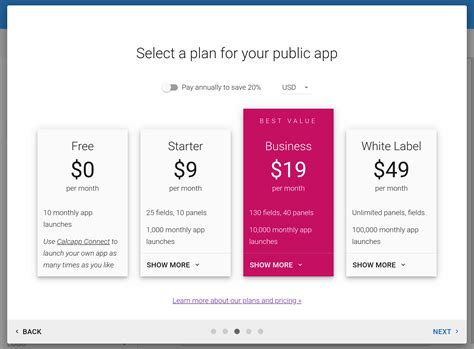 Calcapp Feature Paid Plans