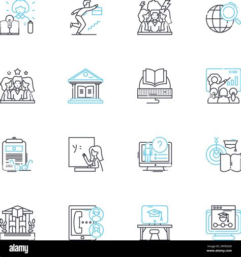 E Learning Education Linear Icons Set Online Interactive Digital Multimedia Virtual Remote