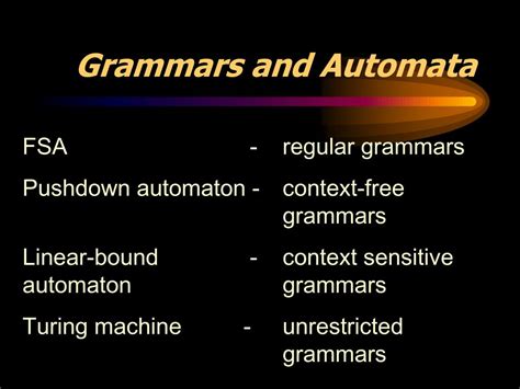 Ppt Grammars Languages And Finite State Automata Powerpoint