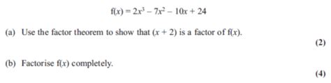 Exam Questions Factor Theorem ExamSolutions
